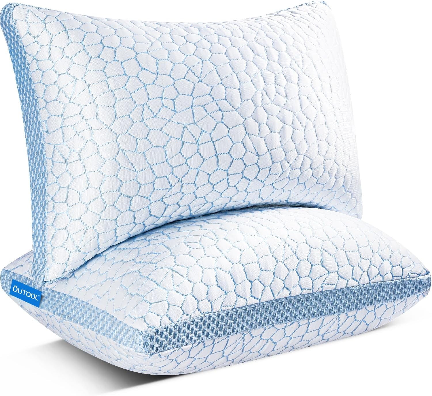 Shredded Memory Foam Pillows for Sleeping - Queen Size Pillow, Cooling Gel Pillows for Hot ...