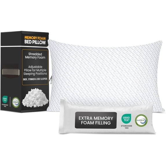 Shredded Memory Pillows (), Cooling Adjustable Bed Pillows for Sleeping ...