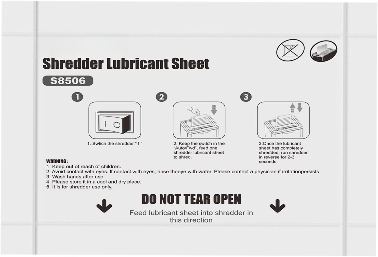 Shredder Lubricant Sheets,Sharpens Blades & Reduces Jams, Mess-Free ...