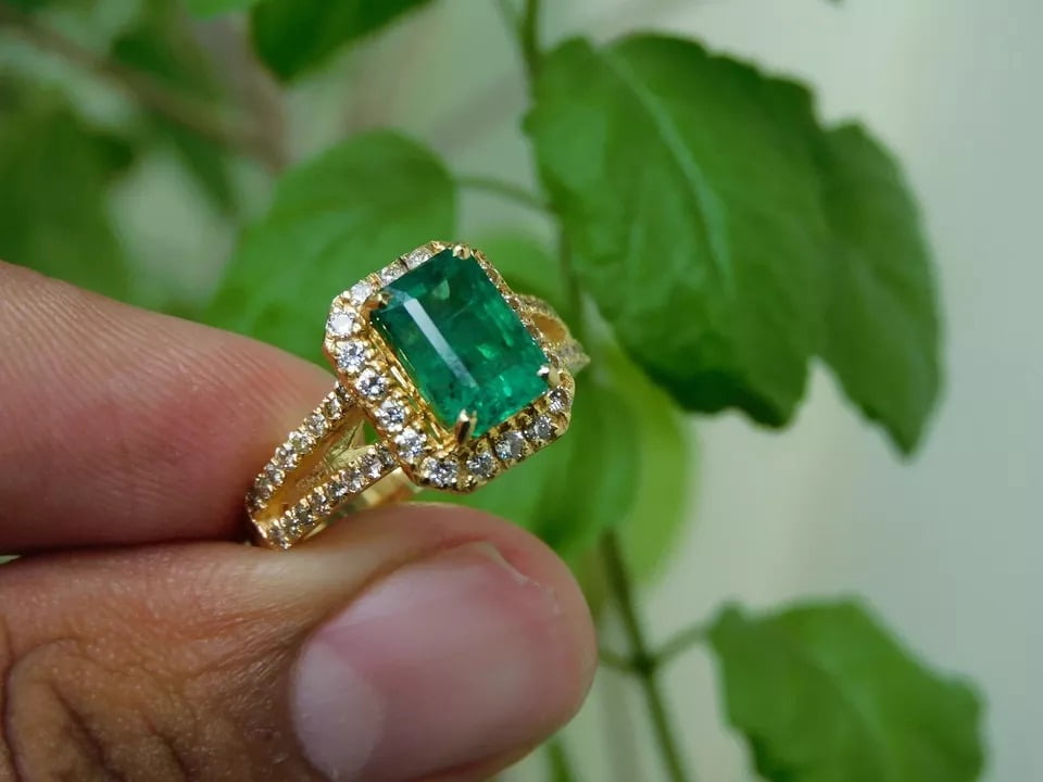 Shree Diamonds 14K Yellow Gold 3.00Ct Emerald Cut Lab-Created Diamond ...