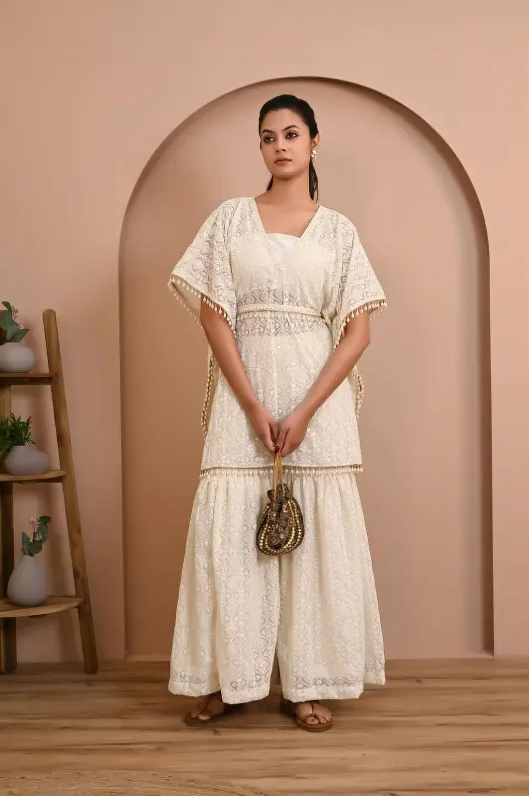 Shree Durga creation Nitya embroidered kaftan set - Walmart.com