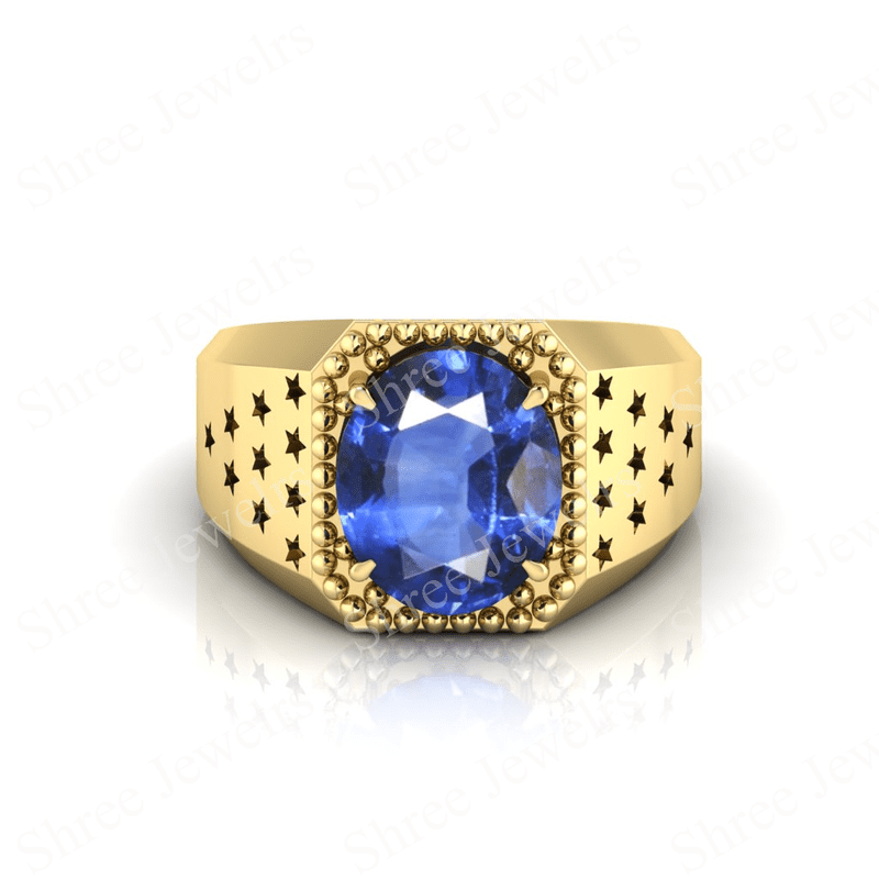 Shree Jewelrs Original Certified Natural Blue Sapphire (Neelam) Ring ...