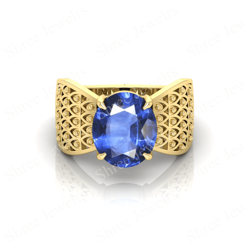 Shree Jewelrs Original Certified Natural Blue Sapphire (Neelam) Ring ...