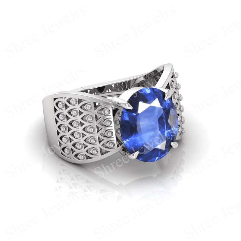 Shree Jewelrs Original Certified Natural Blue Sapphire (Neelam) Ring ...