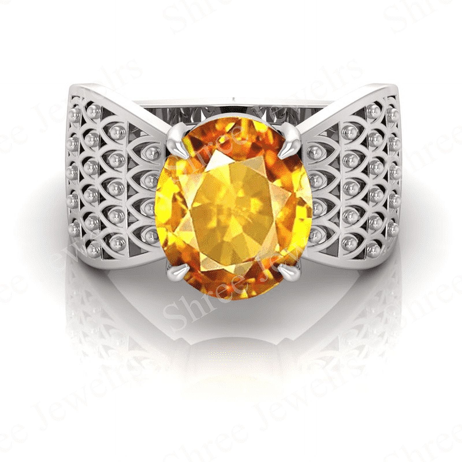 Shree Jewelrs Original Certified Natural Yellow Sapphire (Pukhraj) Ring - 10.25 Ratti Certified ...