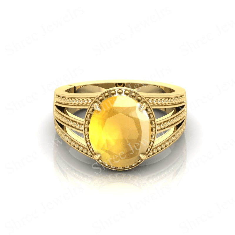 Shree Jewelrs Original Certified Natural Yellow Sapphire (Pukhraj) Ring - 2.75 Carat Certified ...