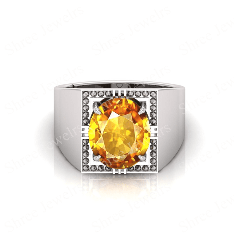 Shree Jewelrs Original Certified Natural Yellow Sapphire (Pukhraj) Ring - 2.75 Carat Certified ...