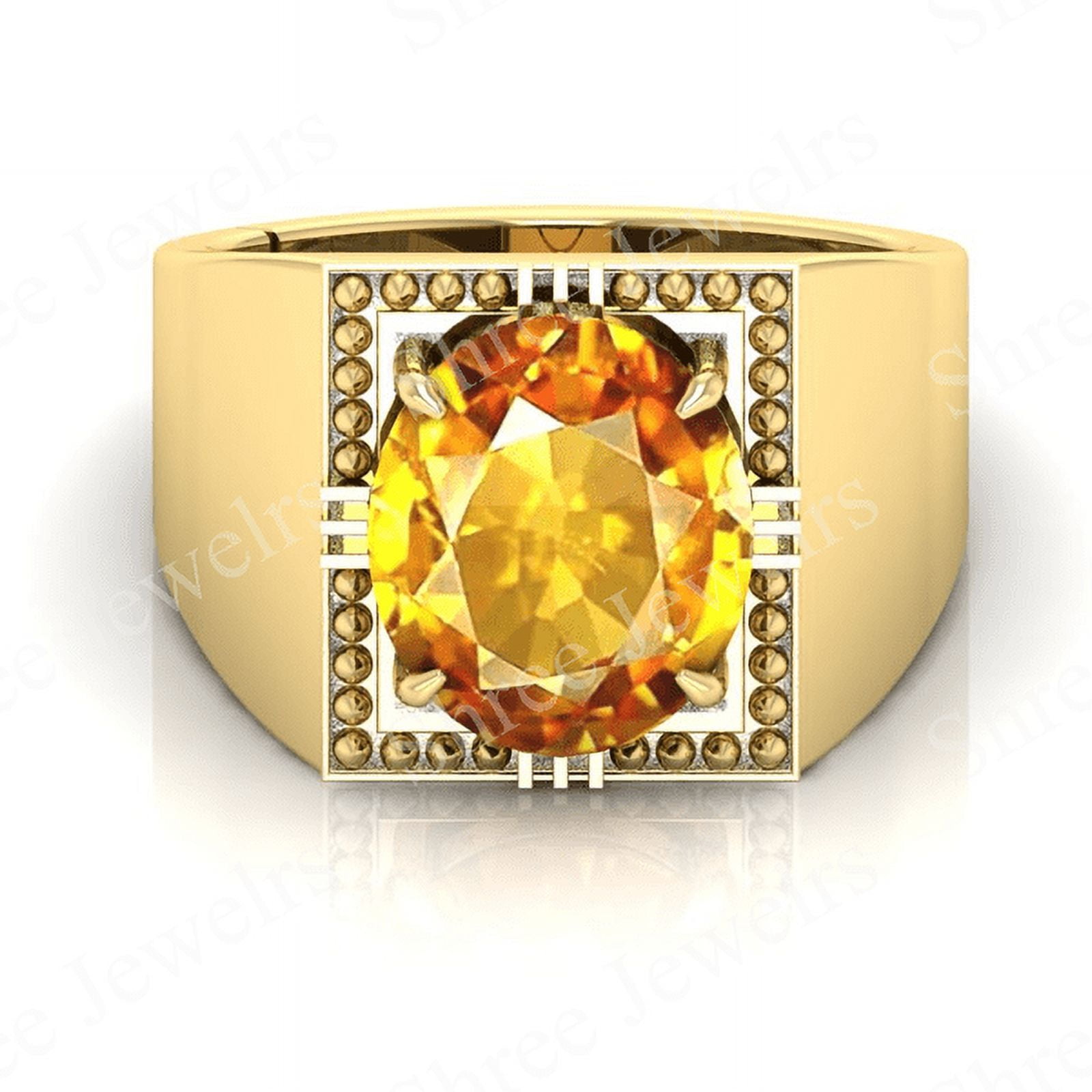 Shree Jewelrs Original Certified Natural Yellow Sapphire (Pukhraj) Ring - 3.75 Ratti Certified ...