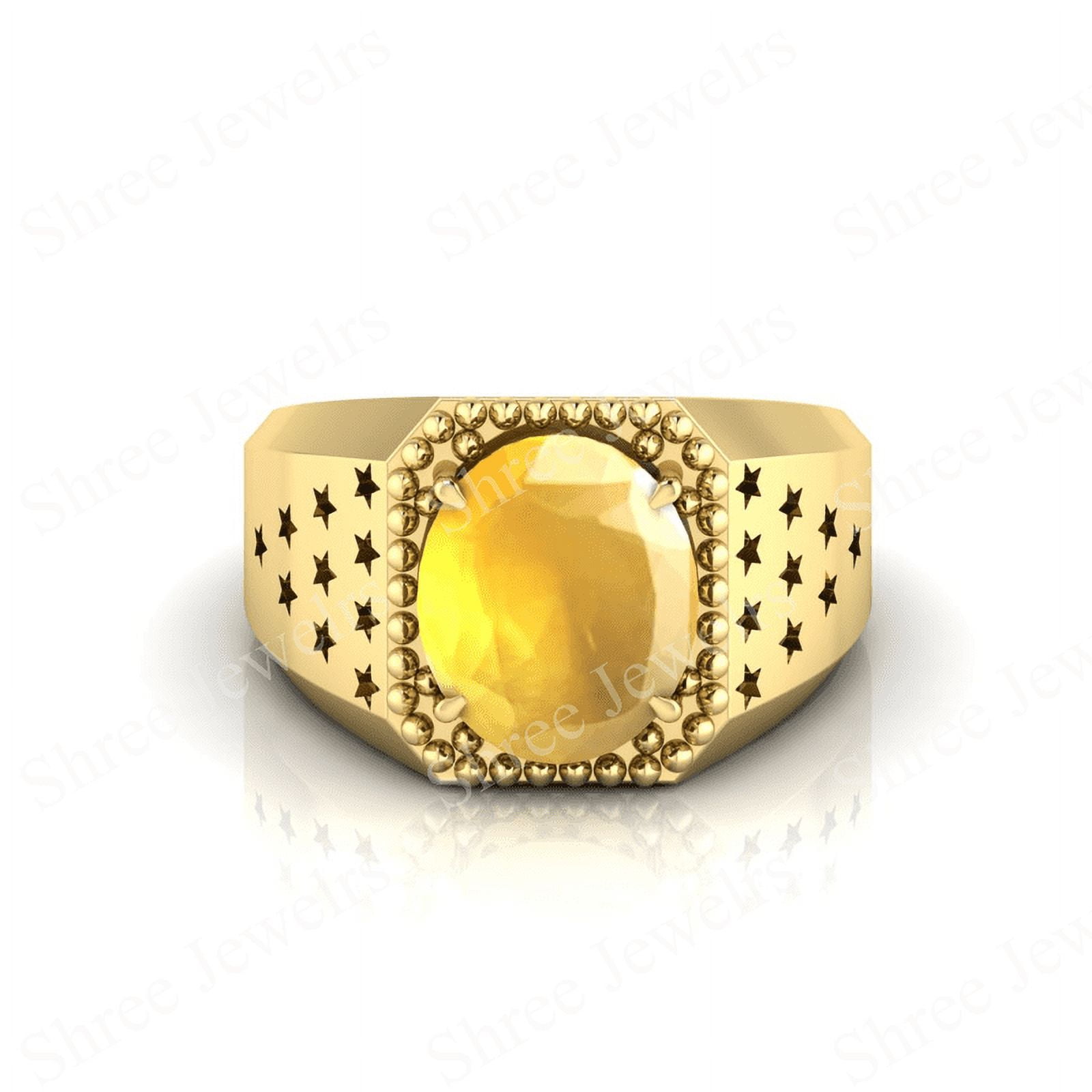 Shree Jewelrs Original Certified Natural Yellow Sapphire (Pukhraj) Ring - 6.25 Ratti Certified ...