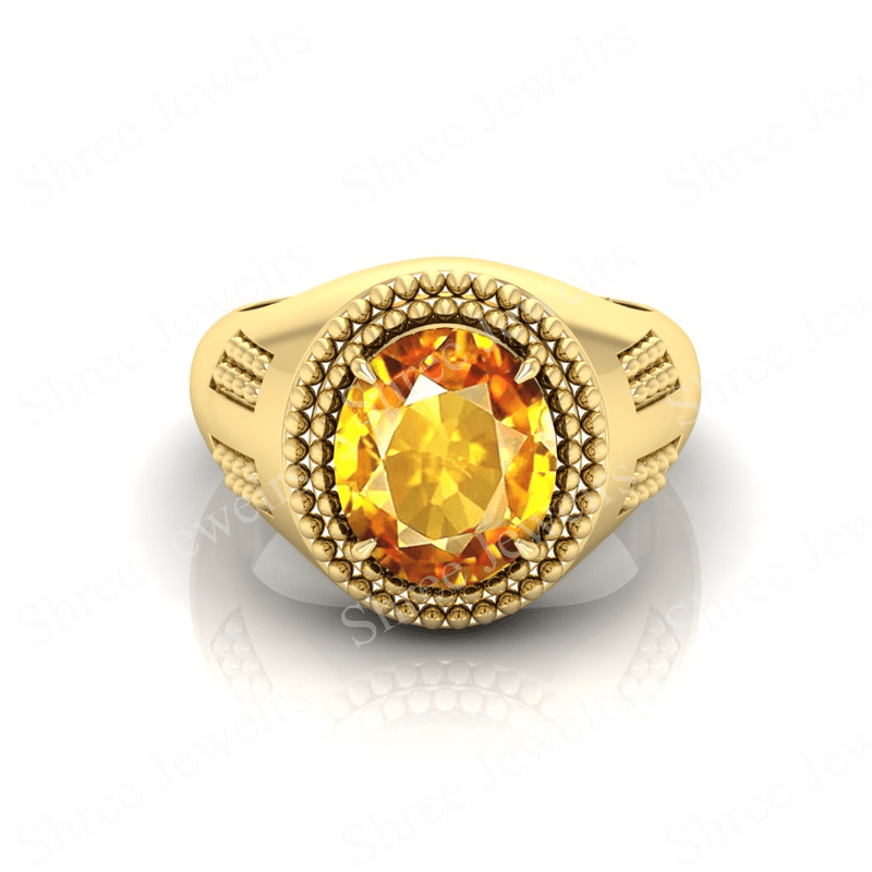 Shree Jewelrs Original Certified Natural Yellow Sapphire (Pukhraj) Ring ...