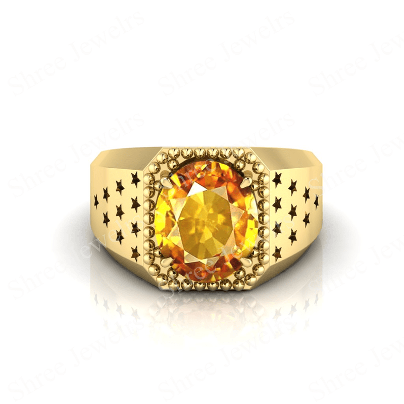 Shree Jewelrs Original Certified Natural Yellow Sapphire (Pukhraj) Ring ...
