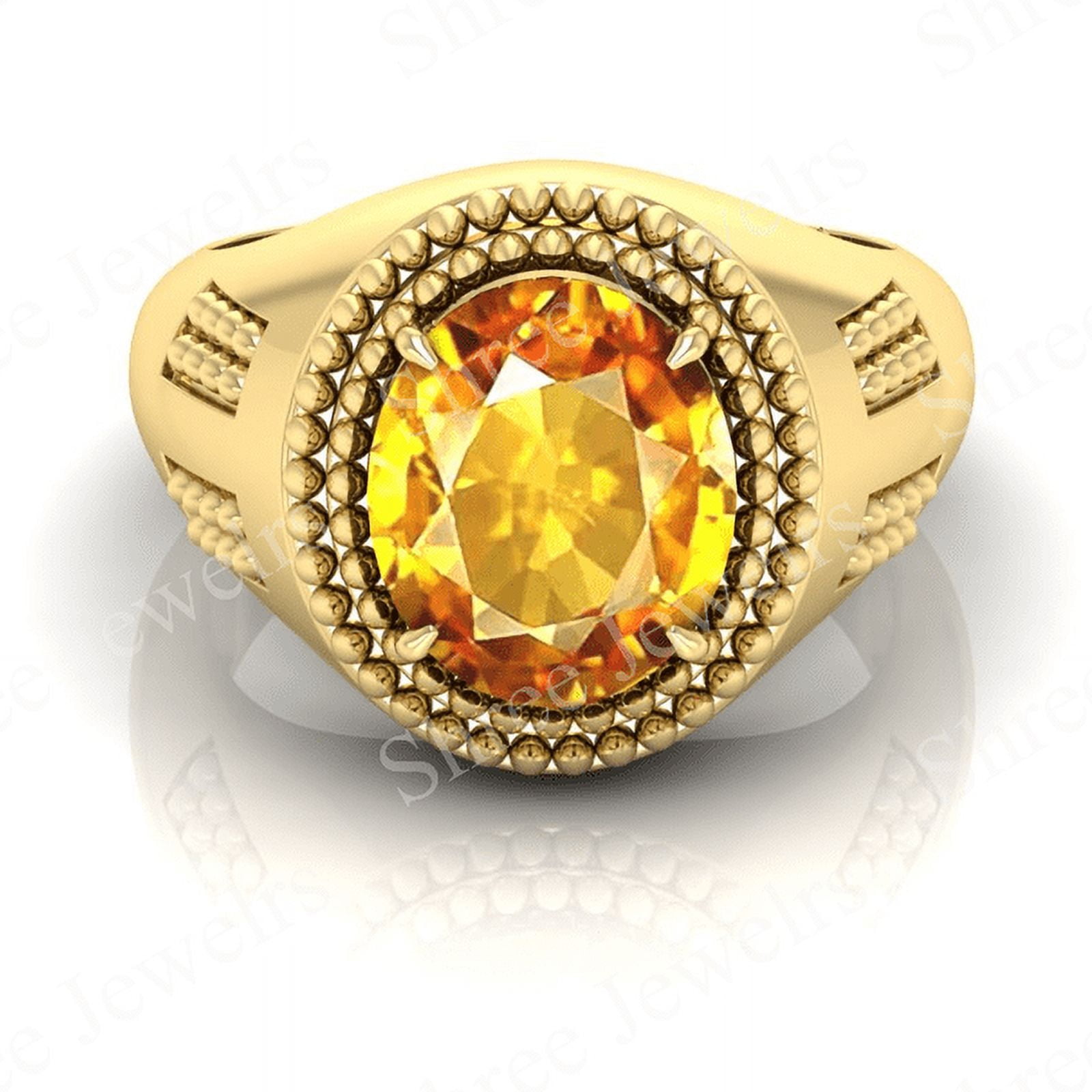 Shree Jewelrs Original Certified Natural Yellow Sapphire (Pukhraj) Ring - 8.50 Carat Certified ...