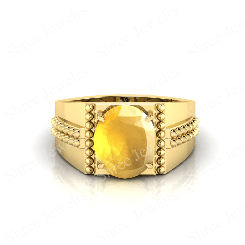 Shree Jewelrs Original Certified Natural Yellow Sapphire (Pukhraj) Ring ...
