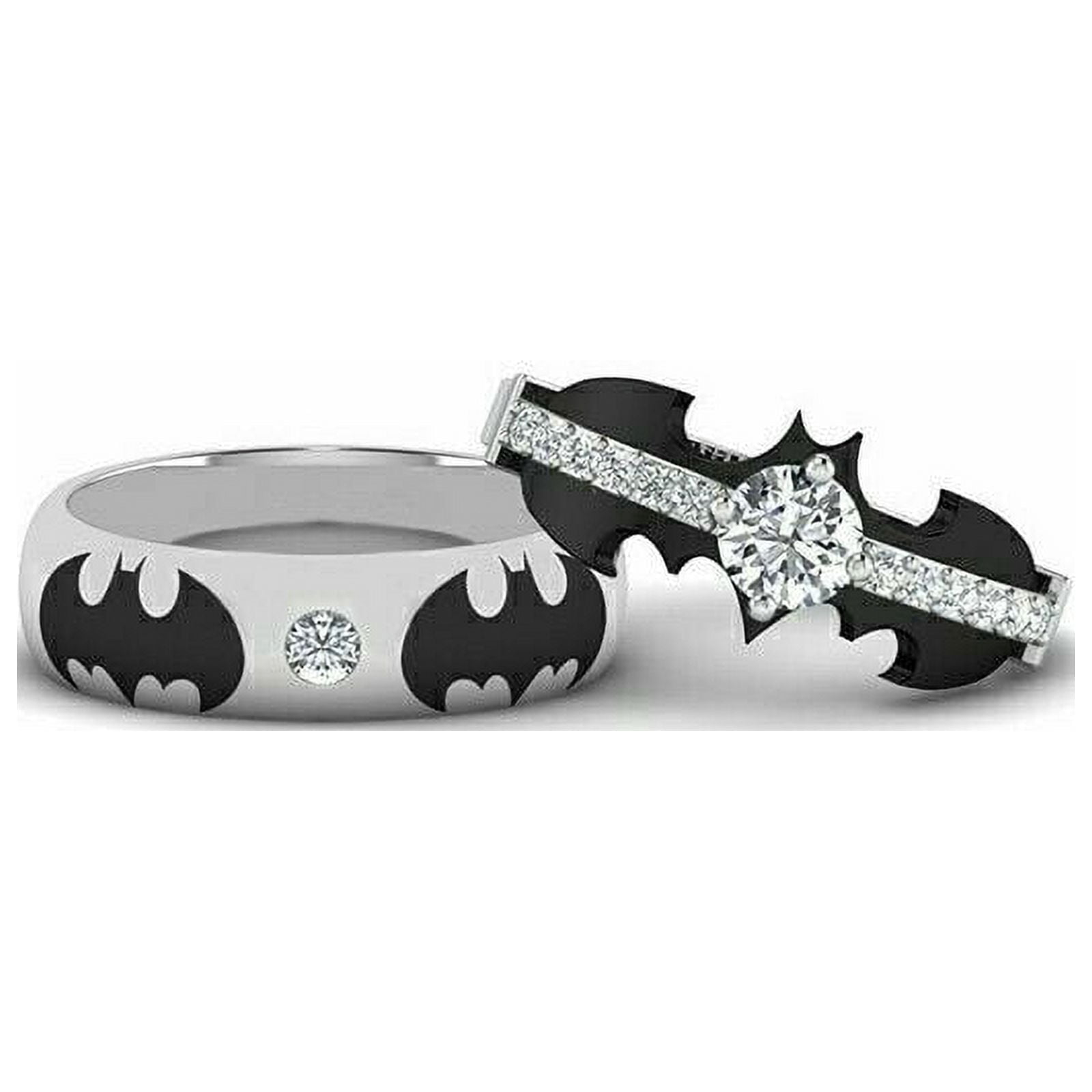 Shree Jewels 14K White Gold Finish 3Ct Round Cut Real Moissanite Batman ...