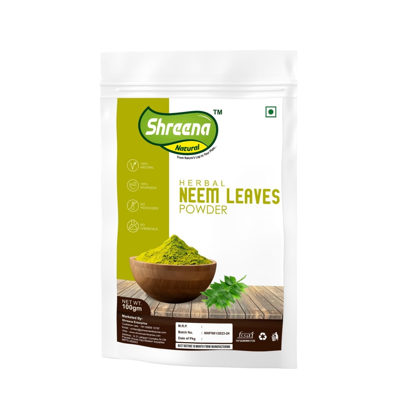 Shreena Herbal Neem Leaves Powder 100 Natural Neem Powder Ideal for Face pack and Hair ...