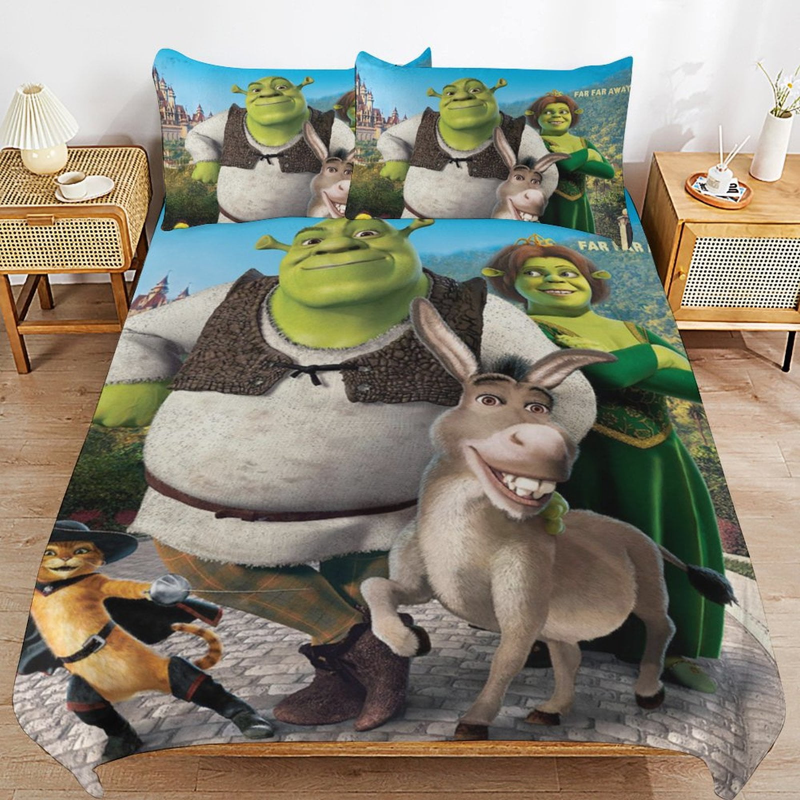 Shrek 3 Pieces Bedding Set 3D Printed Lightweight Bed Quilt Set ...