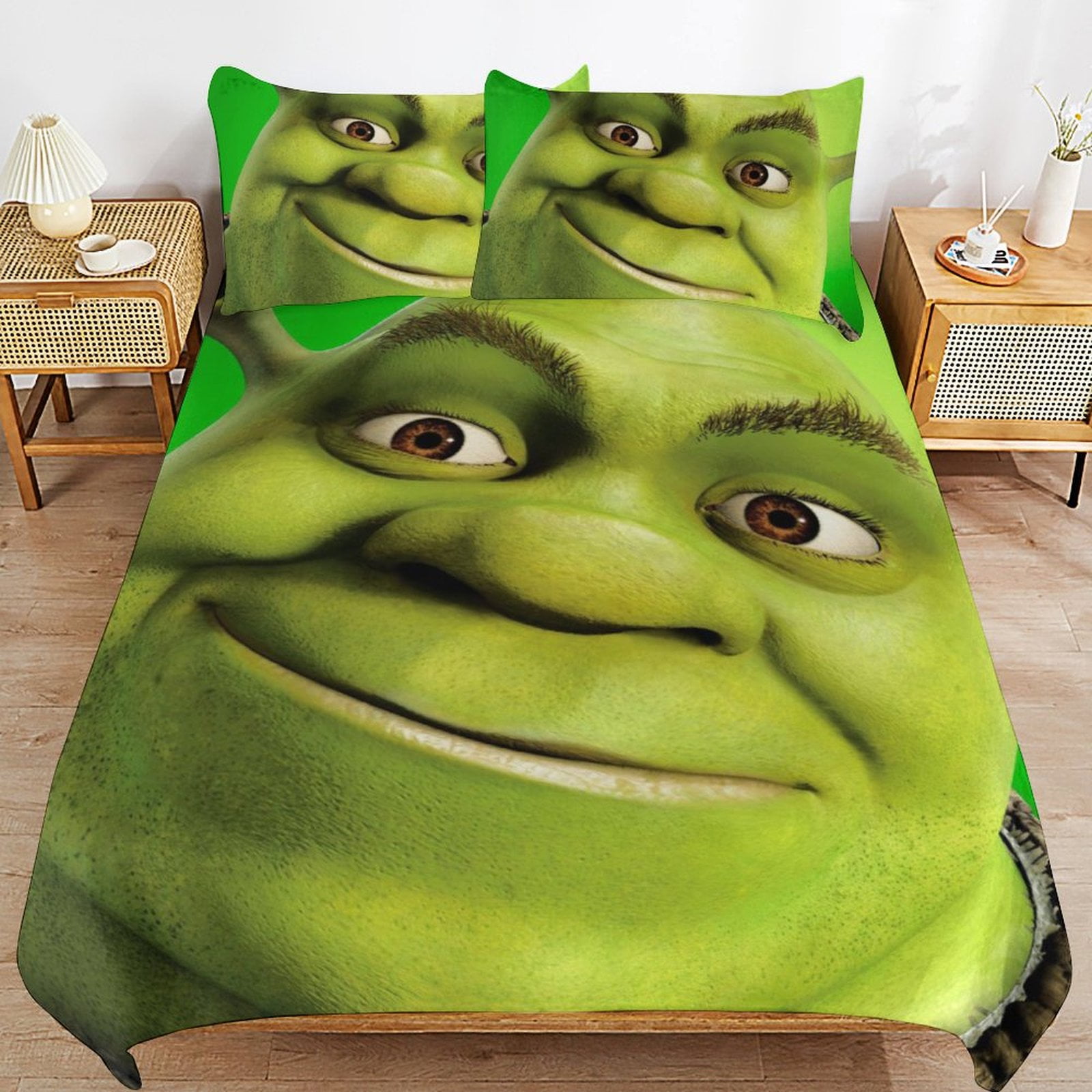 Shrek 3 Pieces Bedding Set 3D Printed Lightweight Bed Quilt Set ...
