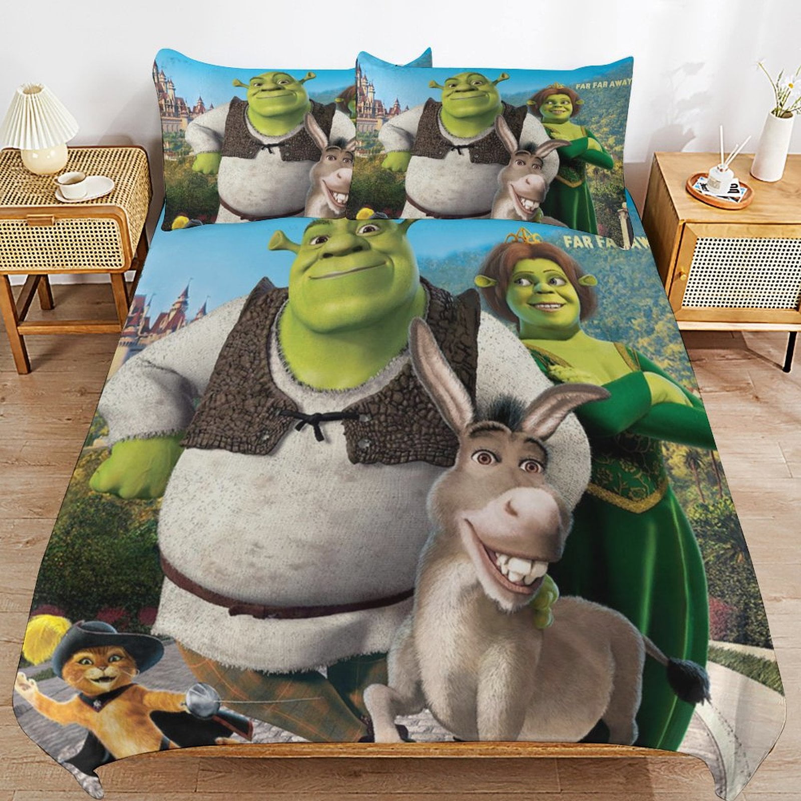 Shrek 3 Pieces Bedding Set 3D Printed Lightweight Bed Quilt Set ...