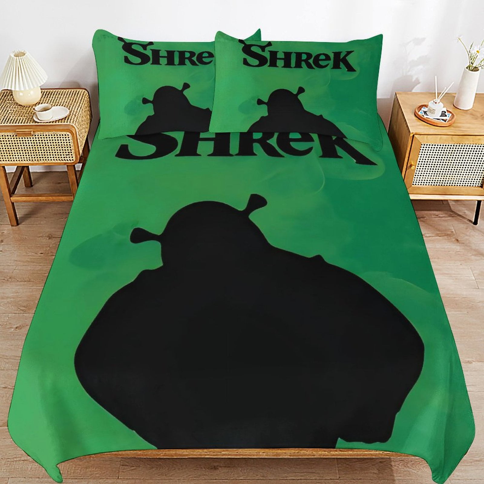 Shrek 3-piece double bedding set with quilt cover and pillows for kids ...