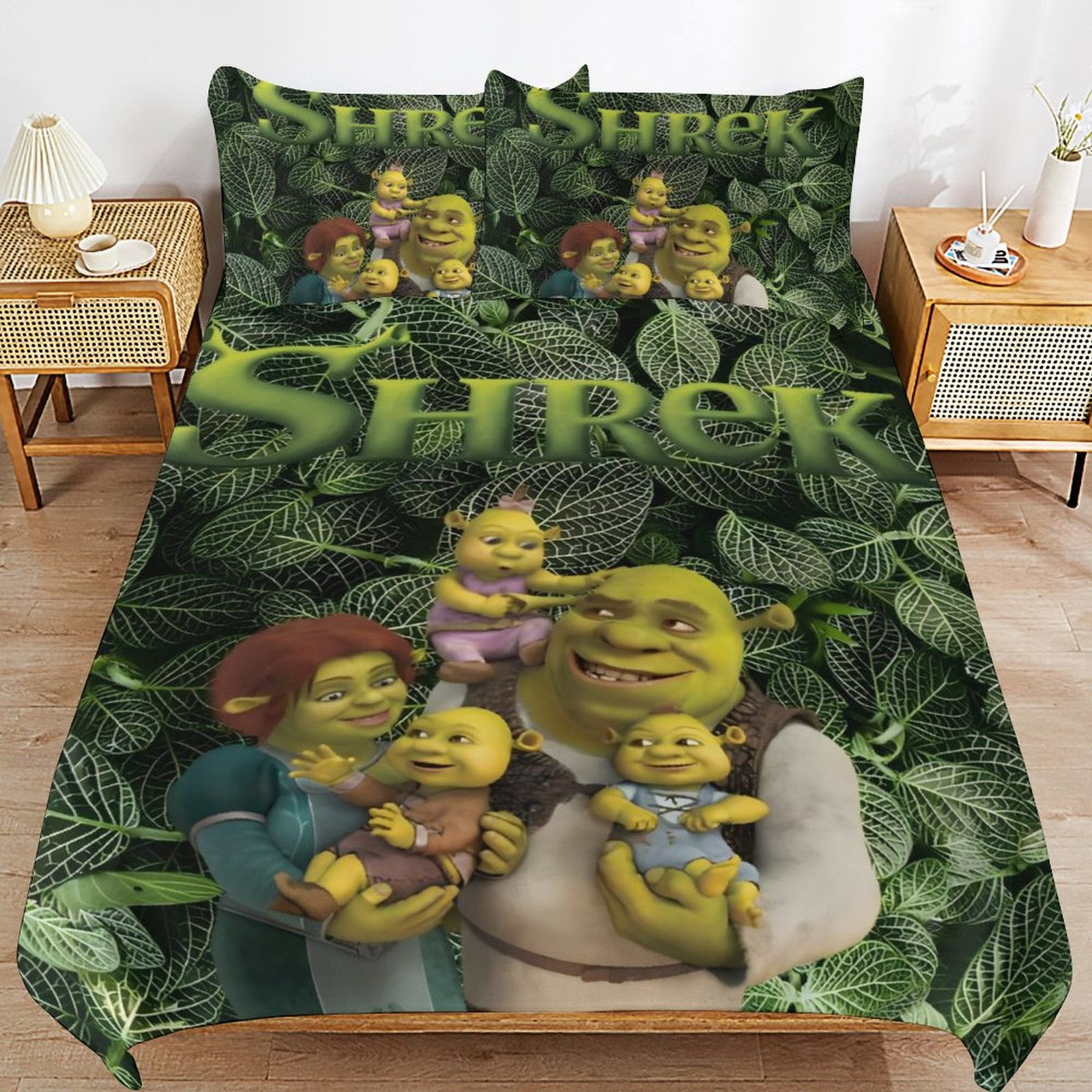 Shrek 3-piece double bedding set with quilt cover and pillows for kids ...