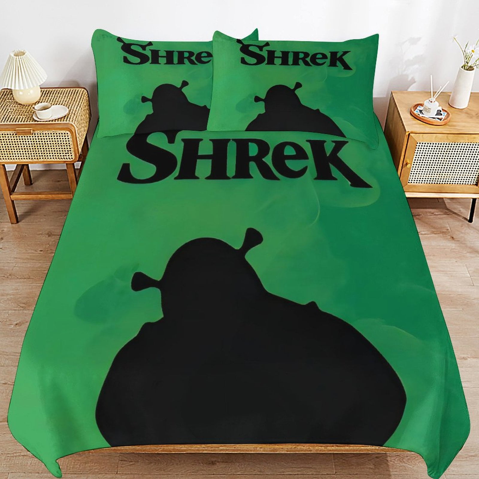 Shrek 3-piece double bedding set with quilt cover and pillows for kids ...