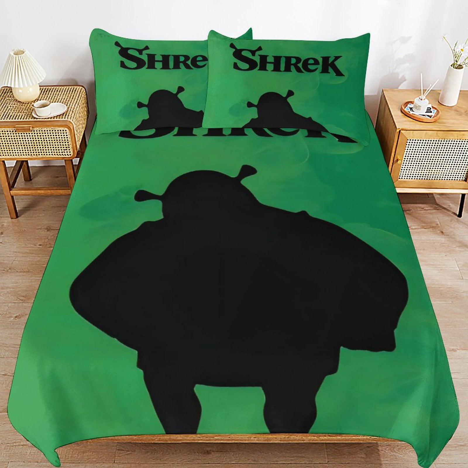 Shrek 3-piece double bedding set with quilt cover and pillows for kids ...