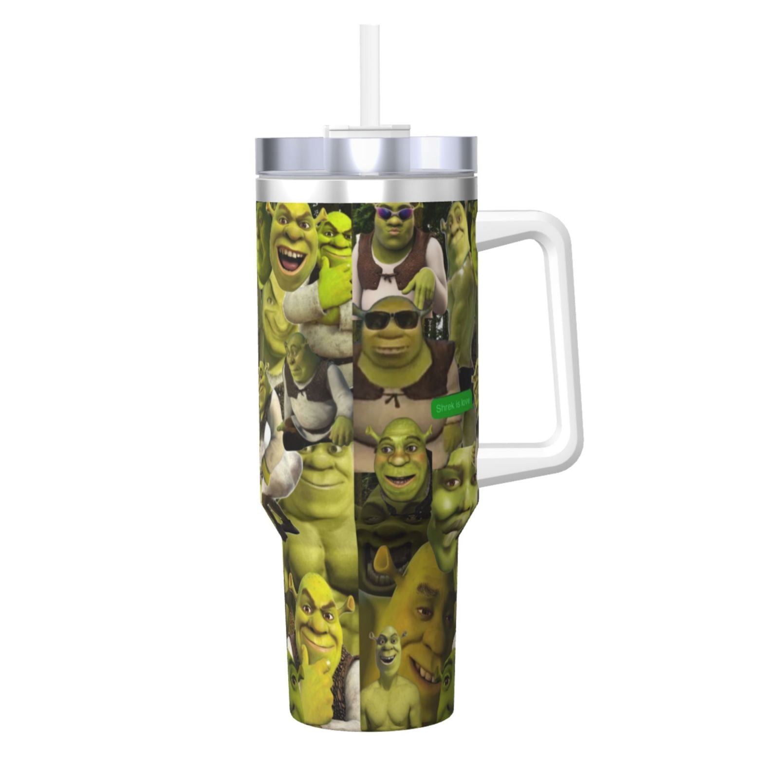 Shrek 40oz Ice Bully With Handle Straw And Lid, Print Stainless Steel ...