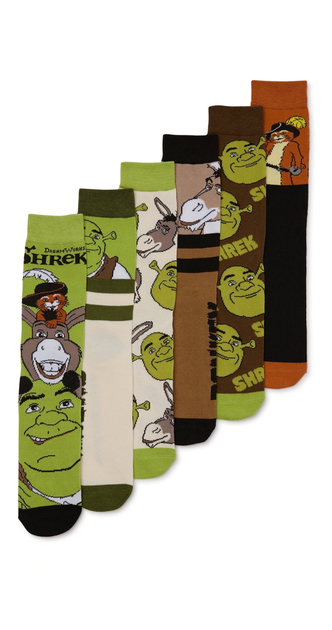 Shrek 6 Pack Crew Socks - Walmart.com
