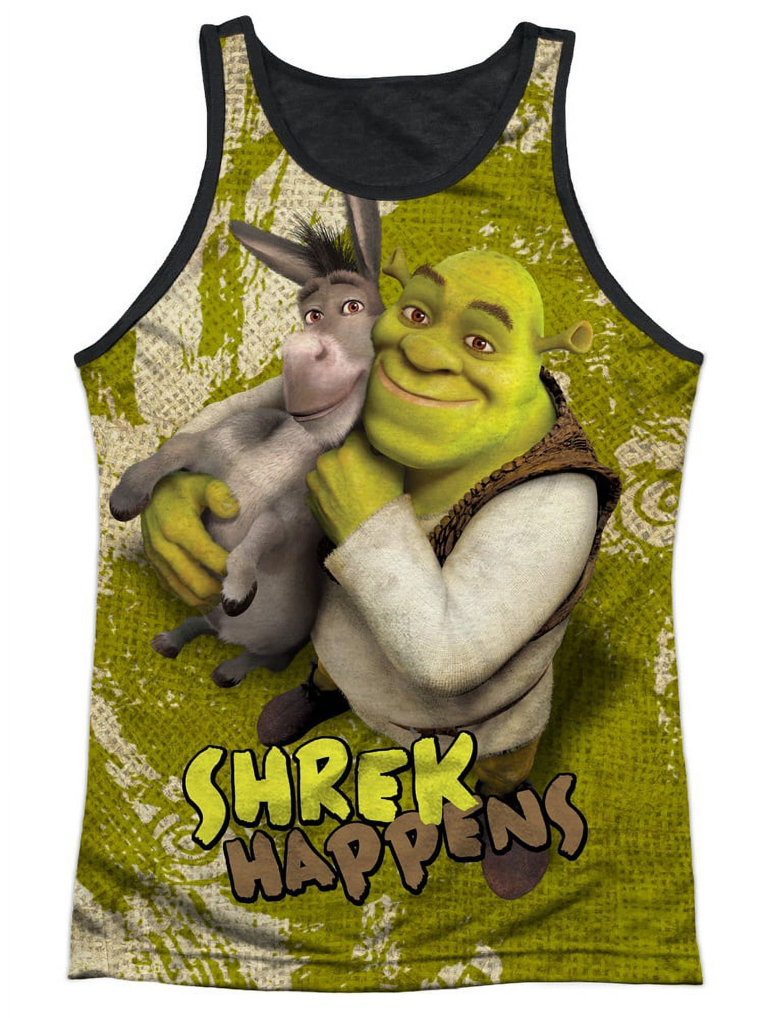 Shrek Animated Comedy Movie Donkey Shrek Happens Adult Black Back Tank ...