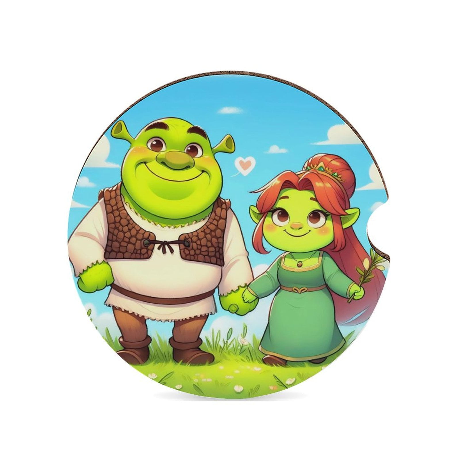 Shrek Anime Cartoon car coaster with finger notches and cork base car ...