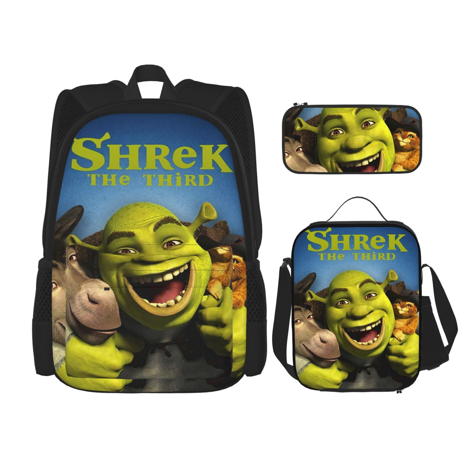 Shrek Backpack Set Versatile 3-in-1 with Crossbody Lunch Bag and Case ...