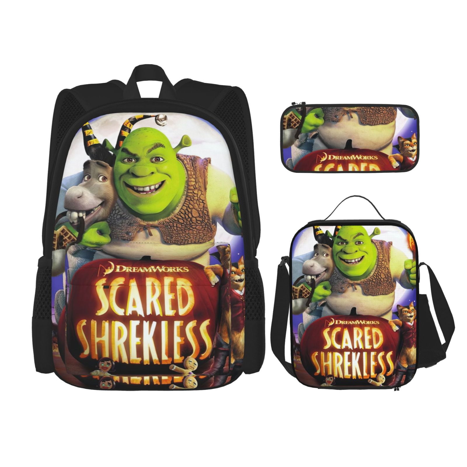 Shrek Backpack Set Versatile 3-in-1 with Crossbody Lunch Bag and Case ...