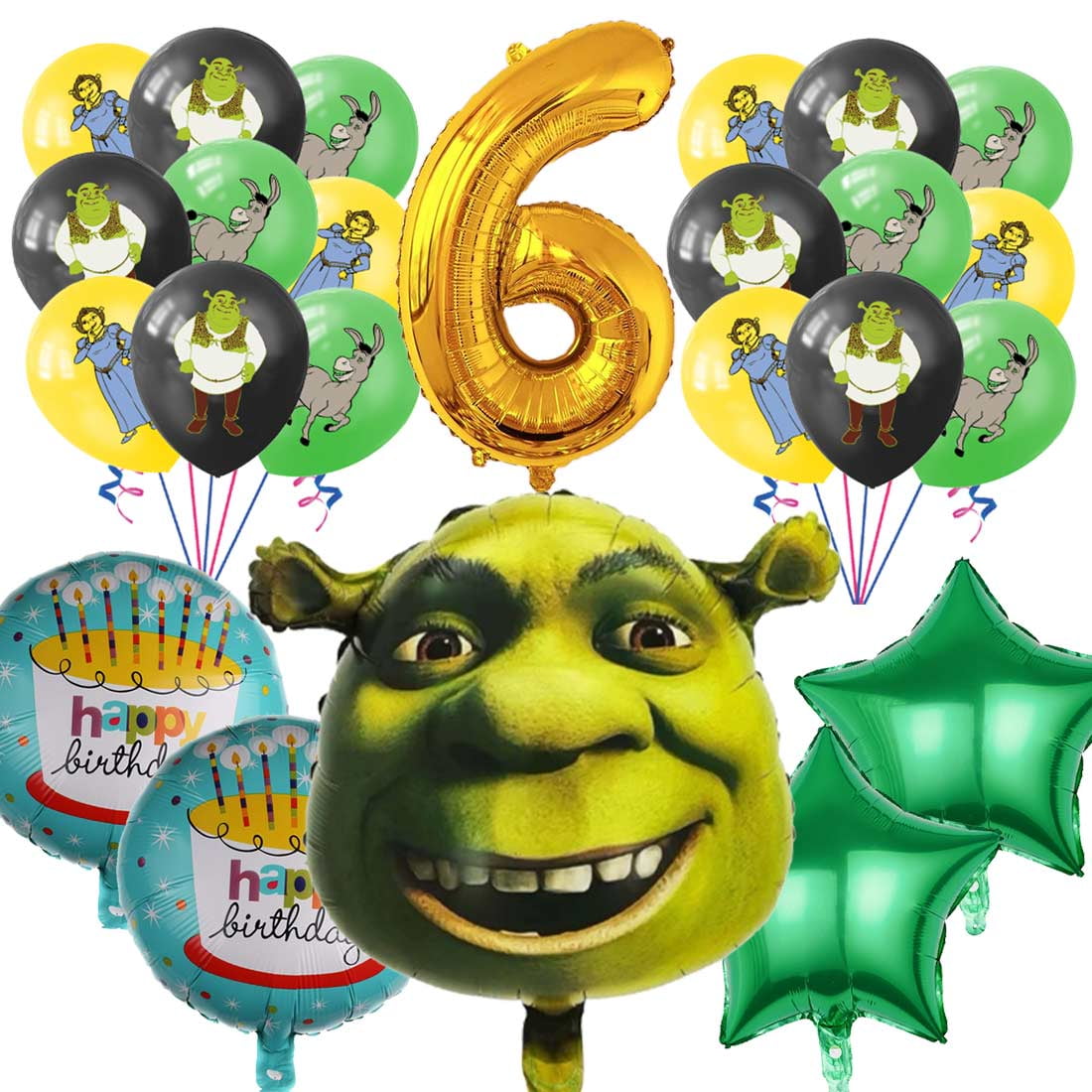 Shrek Balloons Party Supplies 6th Big Number Decorations Decor Kit ...