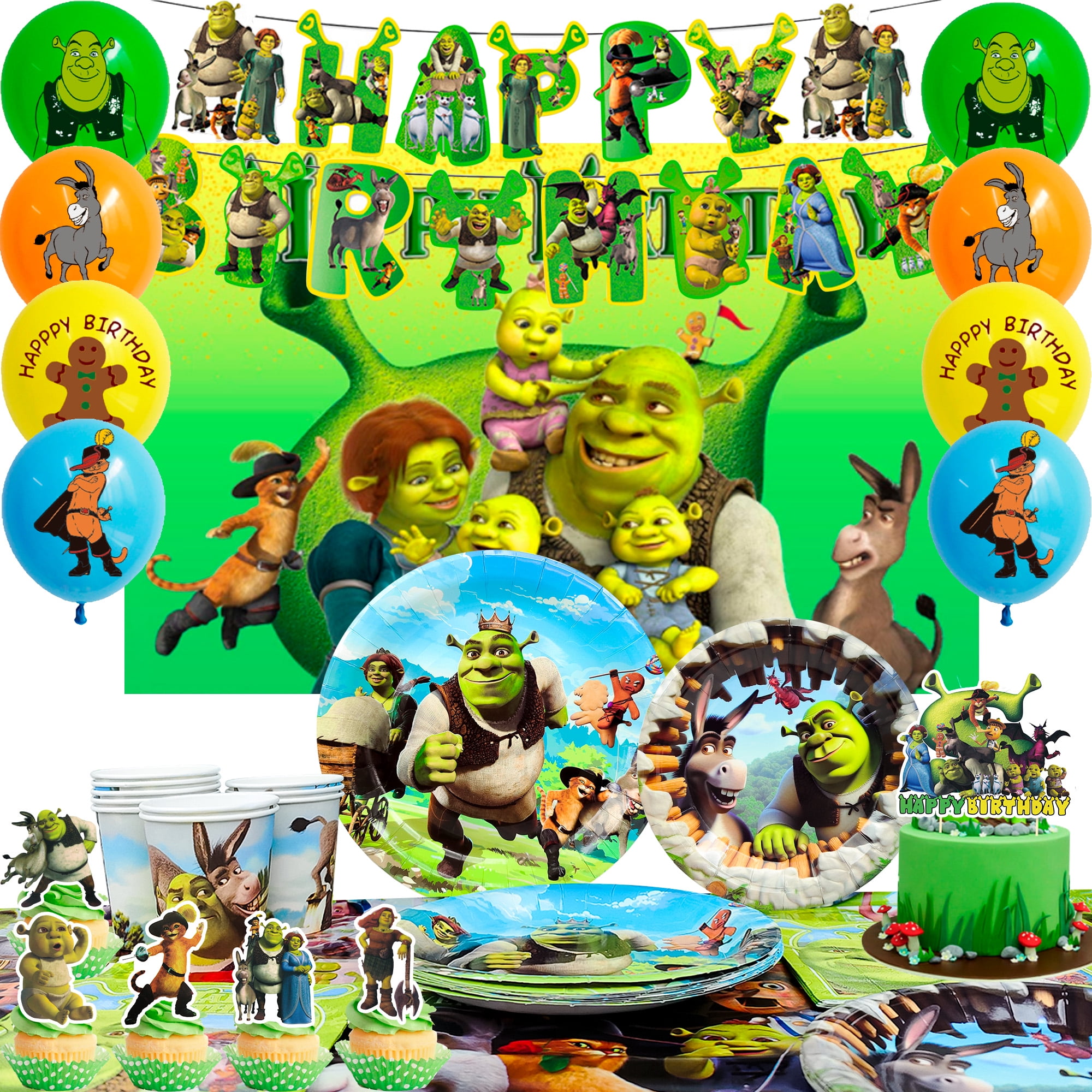Shrek Birthday Decorations,82pcs Shrek Party Decorations & Tableware ...