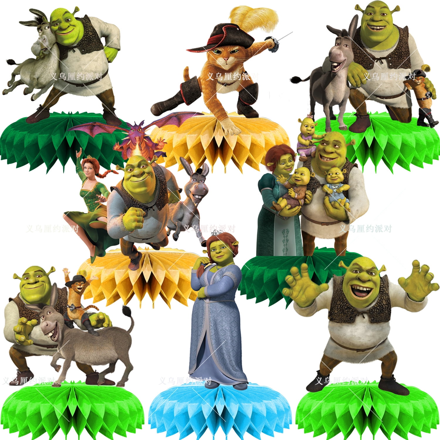 Shrek Birthday Party Decoration, 8 PCS Shrek Theme Honeycomb ...