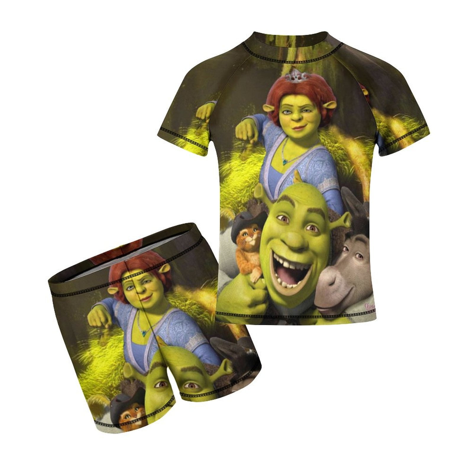 Shrek Boys 2-Piece Swimsuit Set Bathing Suit Short Sleeve Swimwear Sets ...