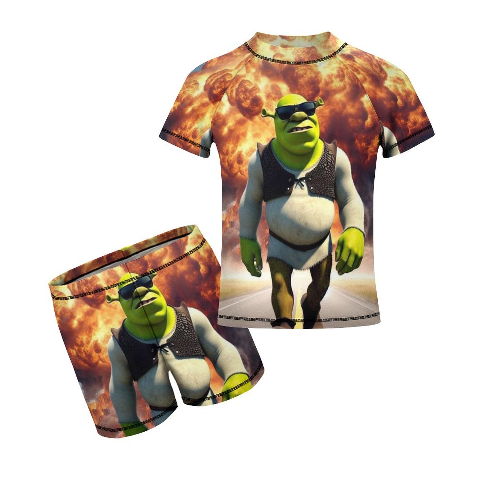 Shrek Boys 2-Piece Swimsuit Set Bathing Suit Short Sleeve Swimwear Sets ...