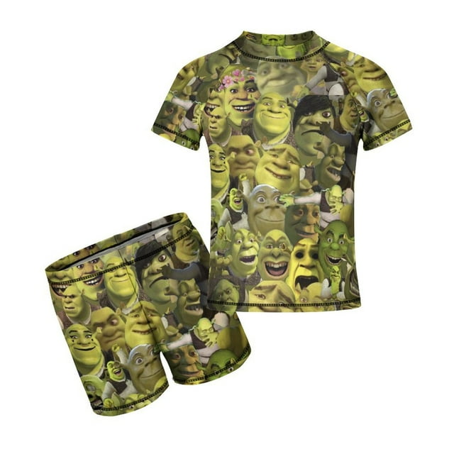 Shrek Boys Rash Guard Set Short Sleeve Bathing Suit Swim Trunks – 2 ...