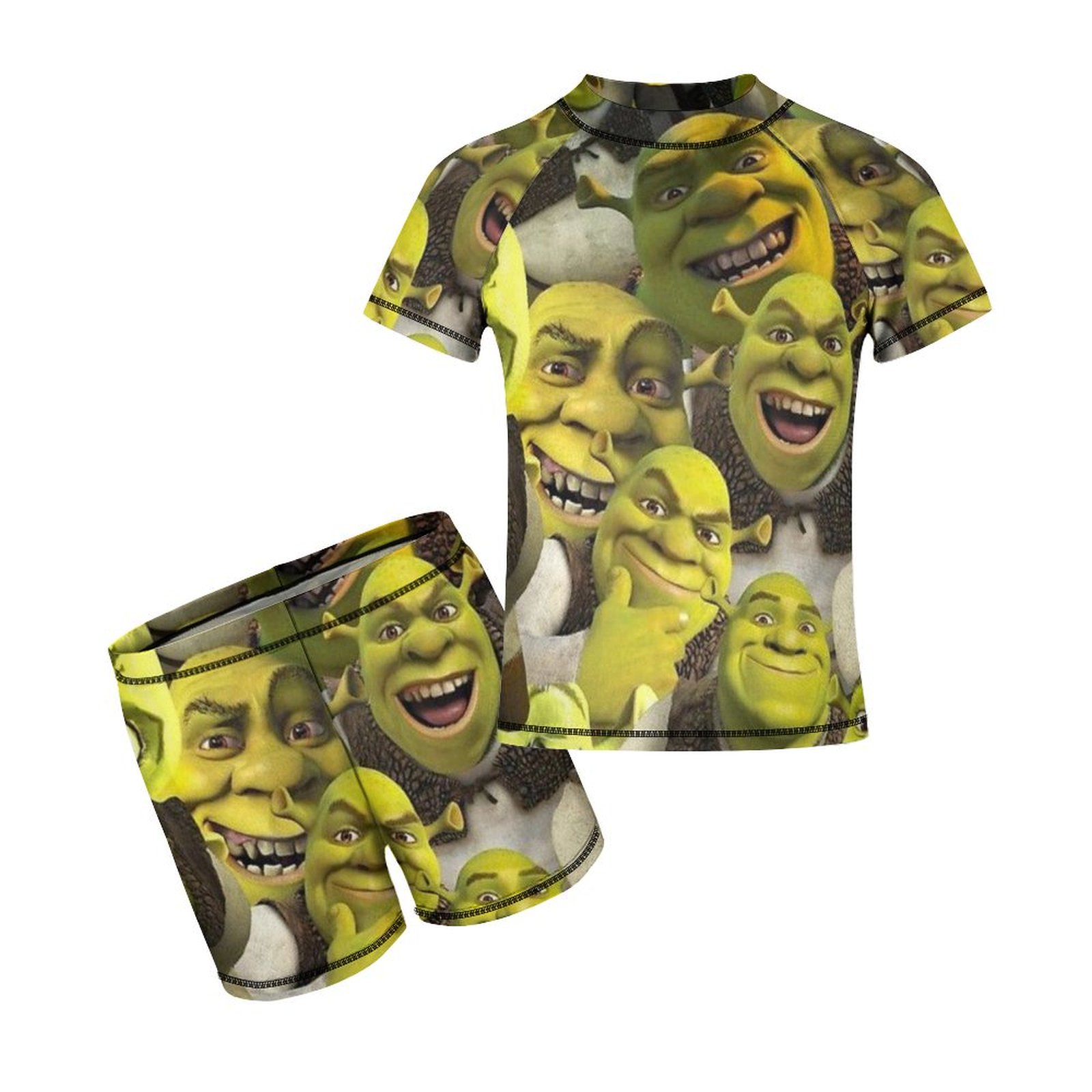 Shrek Boys Rash Guard Set Short Sleeve Bathing Suit Swim Trunks – 2 ...