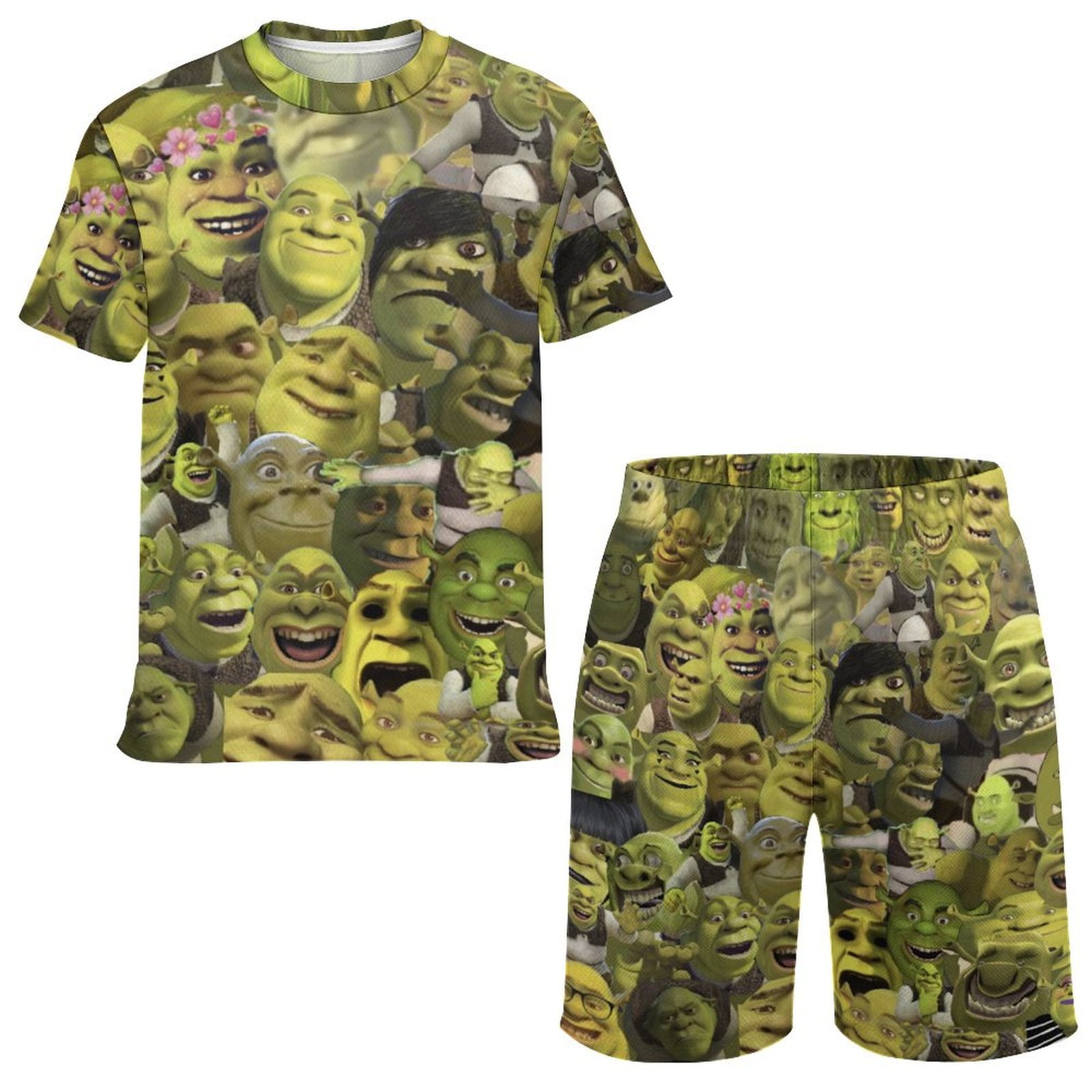 Shrek Boys Short Sleeve T-Shirt And Mesh Shorts Outfit Set for Kids ...