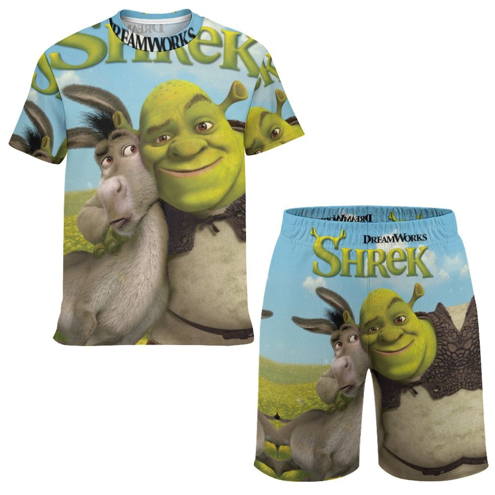 Shrek Boys Short Sleeve T-Shirt And Mesh Shorts Outfit Set for Kids ...