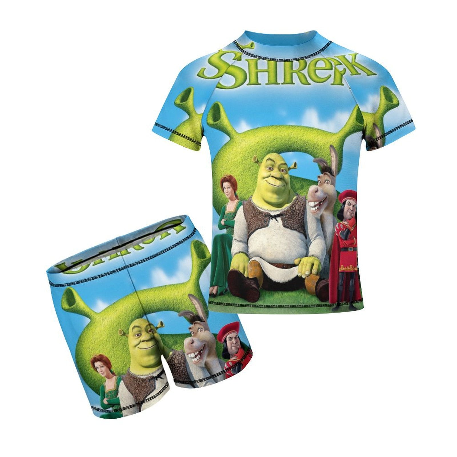 Shrek Boys Two Piece Swimsuit Kids Swimwear Set Short Sleeve Bathing ...