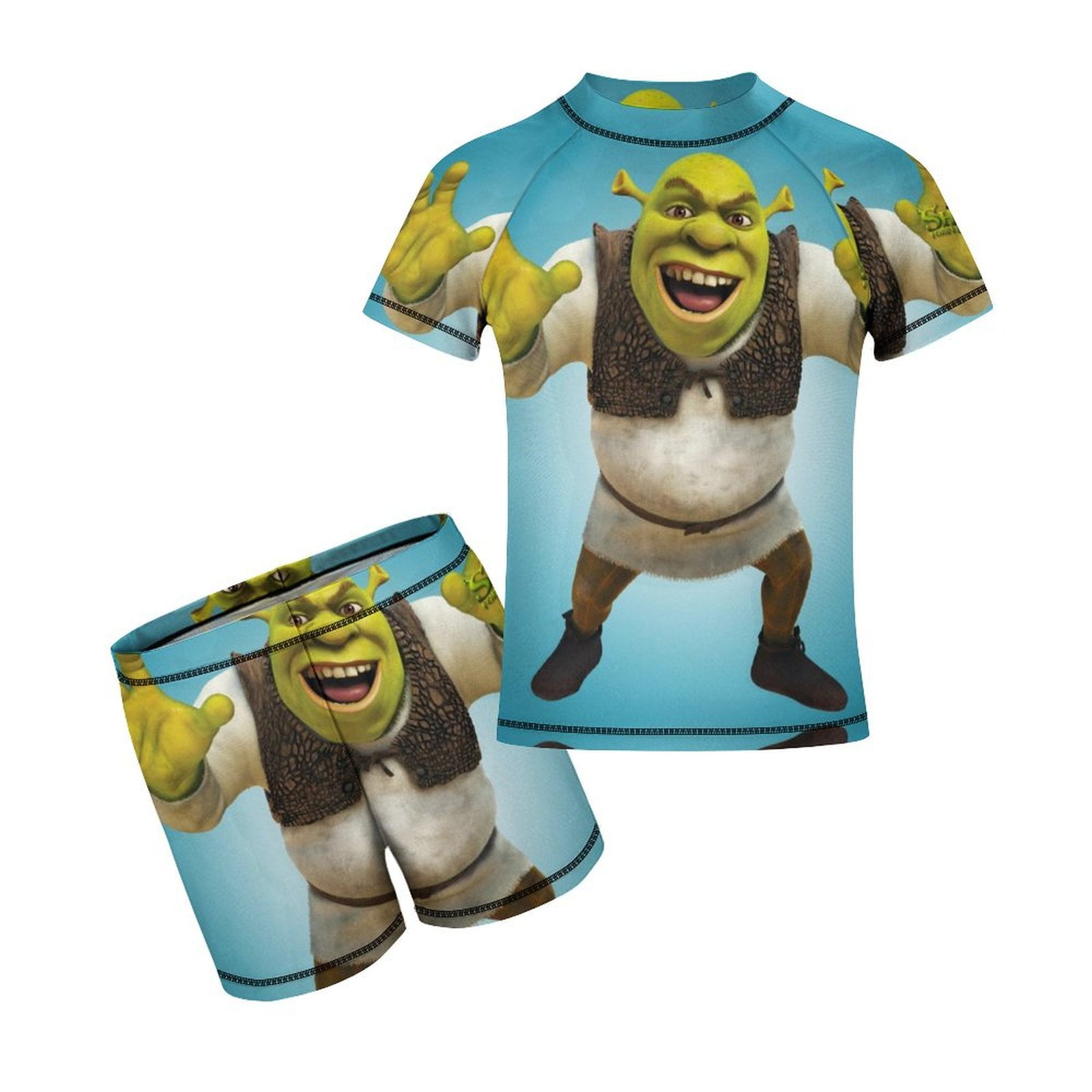 Shrek Boys Two Piece Swimsuit Kids Swimwear Set Short Sleeve Bathing ...