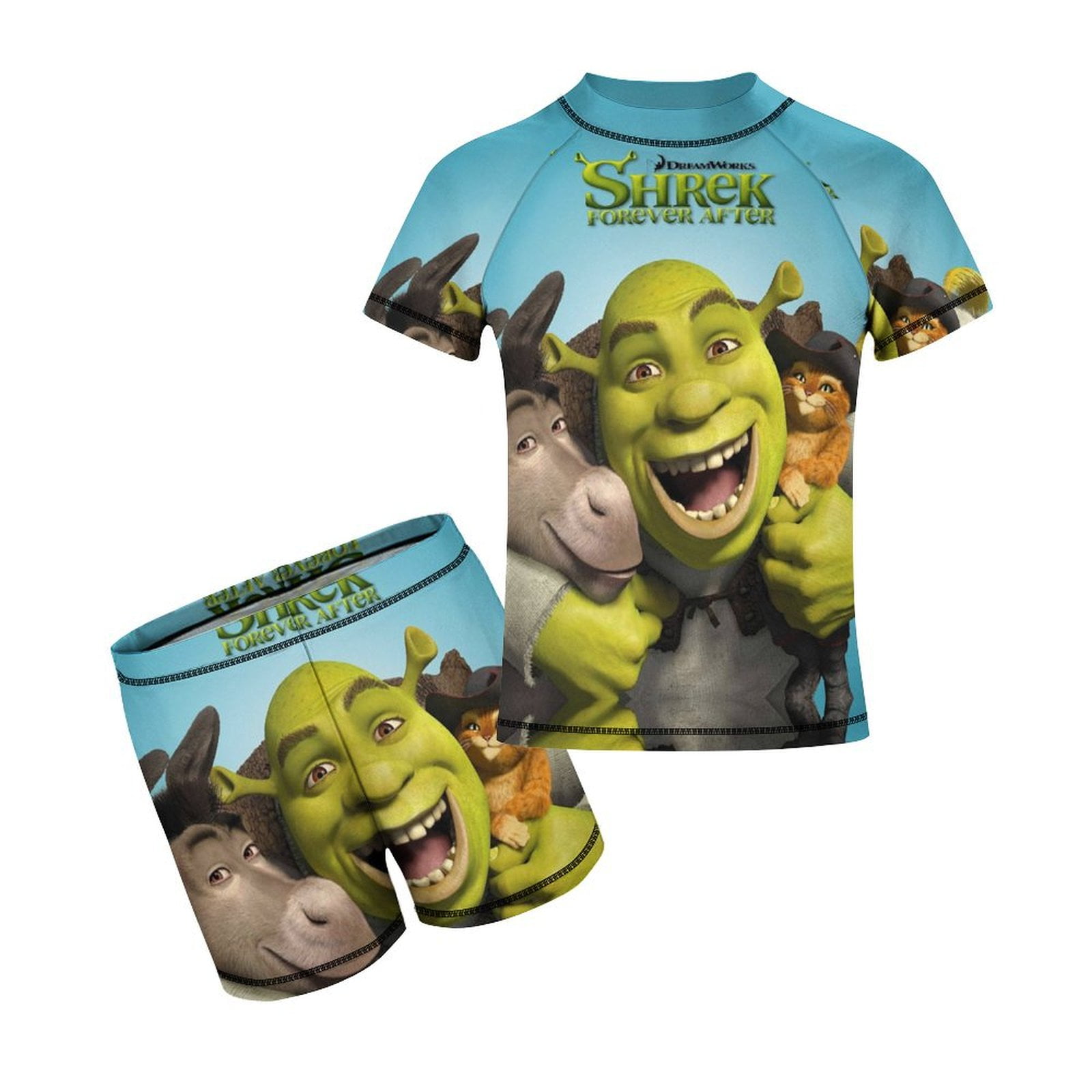 Shrek Boys Two Piece Swimsuit Kids Swimwear Set Short Sleeve Bathing ...