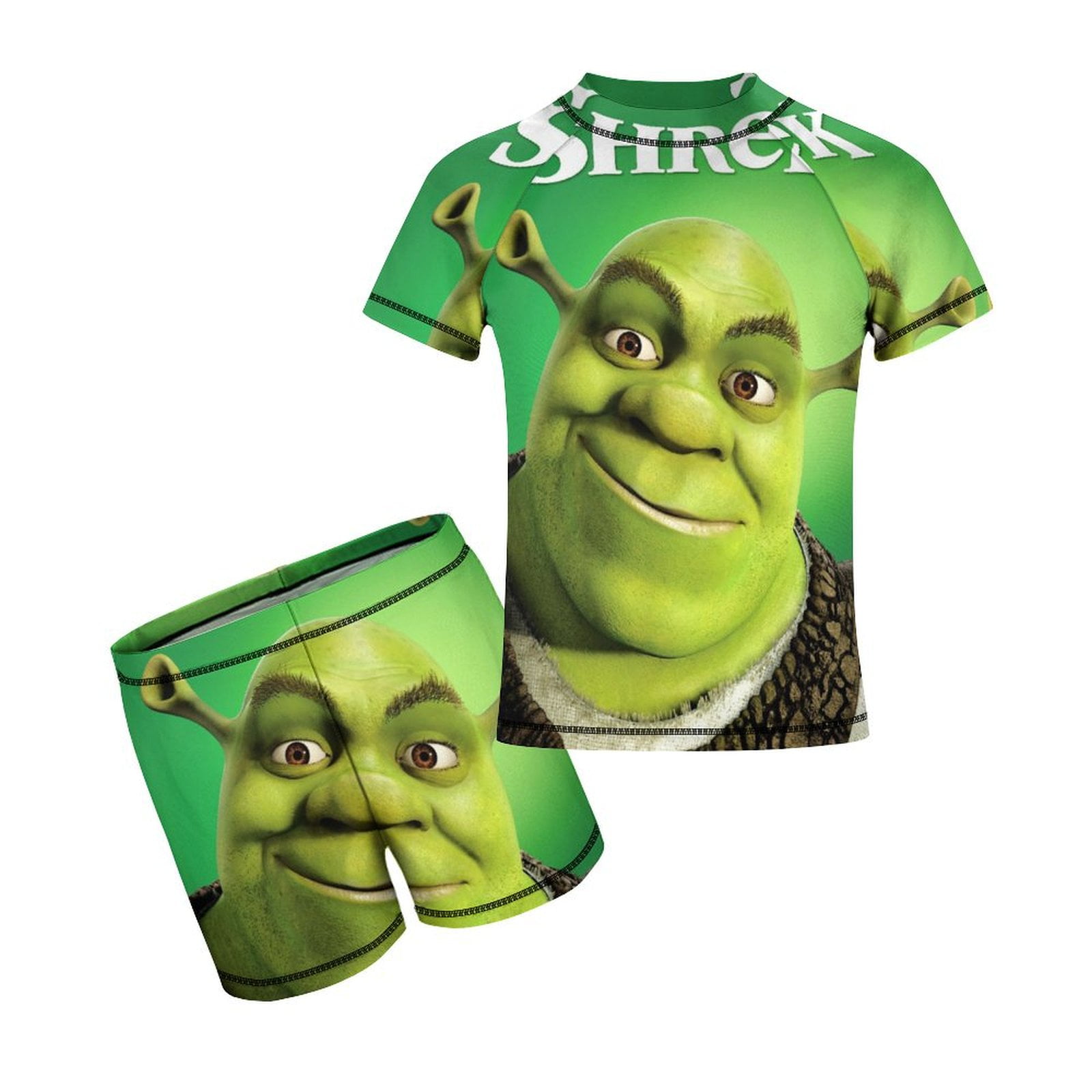 Shrek Boys Two Piece Swimsuit Kids Swimwear Set Short Sleeve Bathing ...