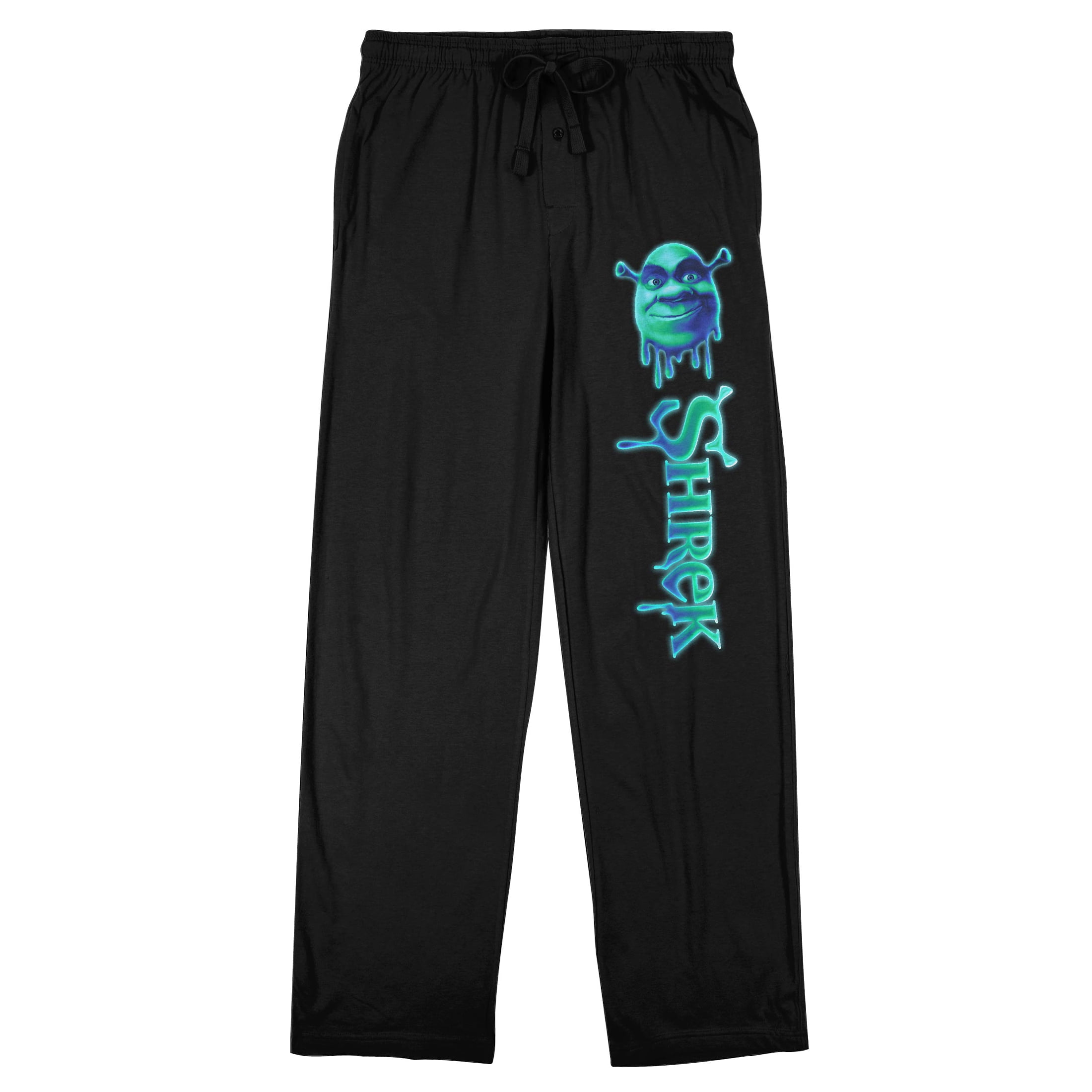 Shrek Character Head & Logo Men's Black Sleep Pajama Pants-Small ...