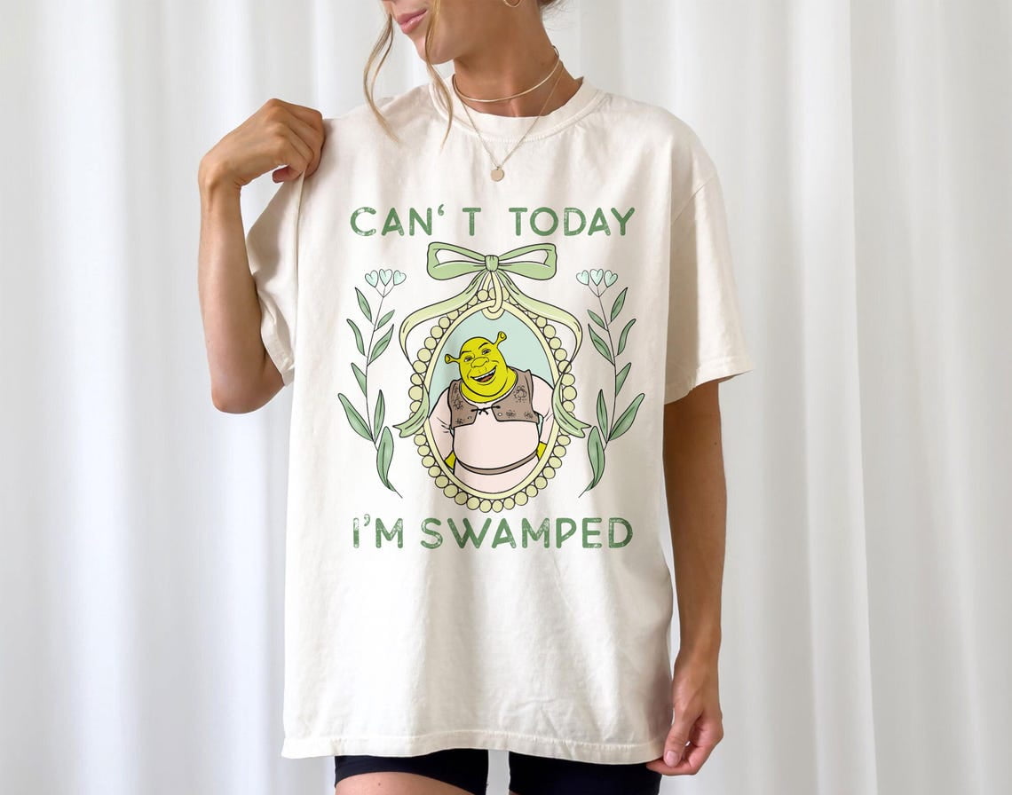 Shrek Coquette Floral Shirt, Can't Today I'm Swamped Shrek Funny Trending Shirt, Shrek and Fiona ...