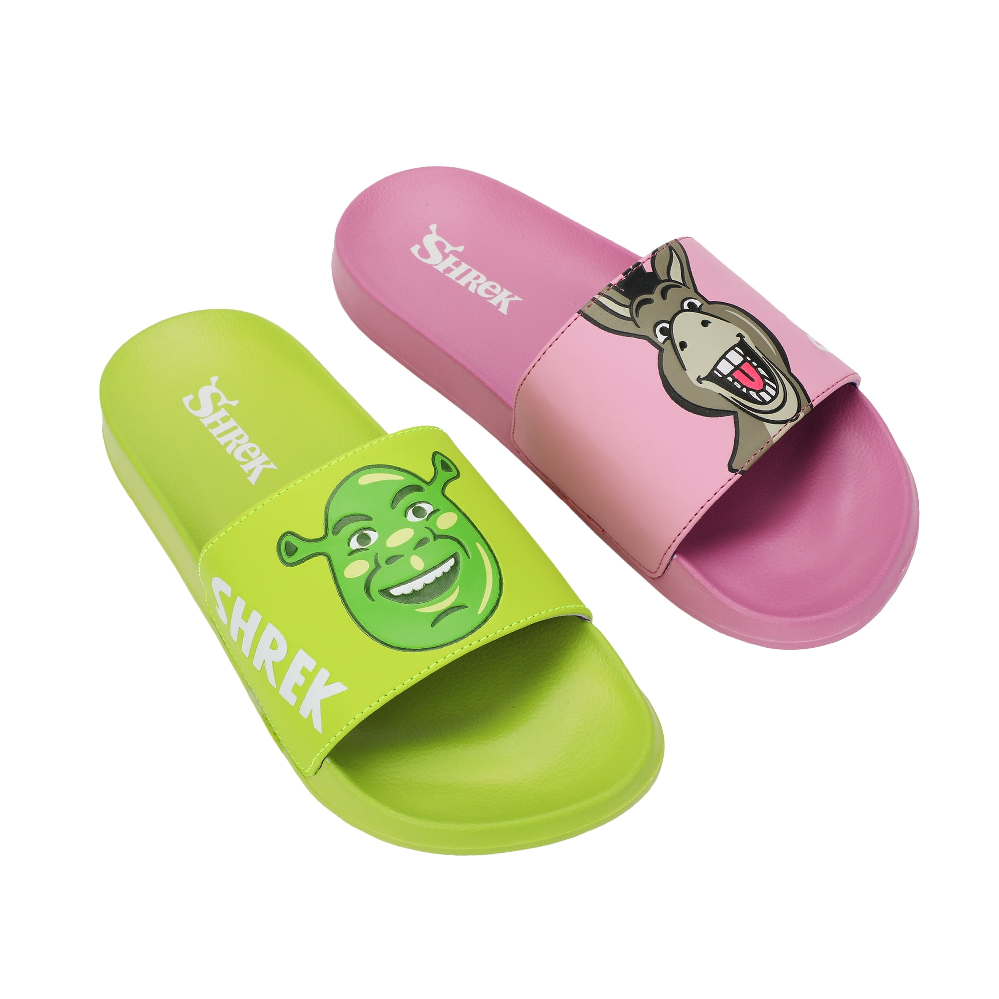 Shrek & Donkey Men's Green & Pink Slide Sandals -Medium - Walmart.com