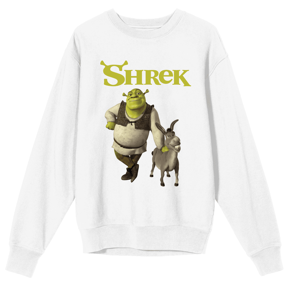Shrek Donkey & Shrek Crew Neck Long Sleeve White Unisex Sweatshirt ...