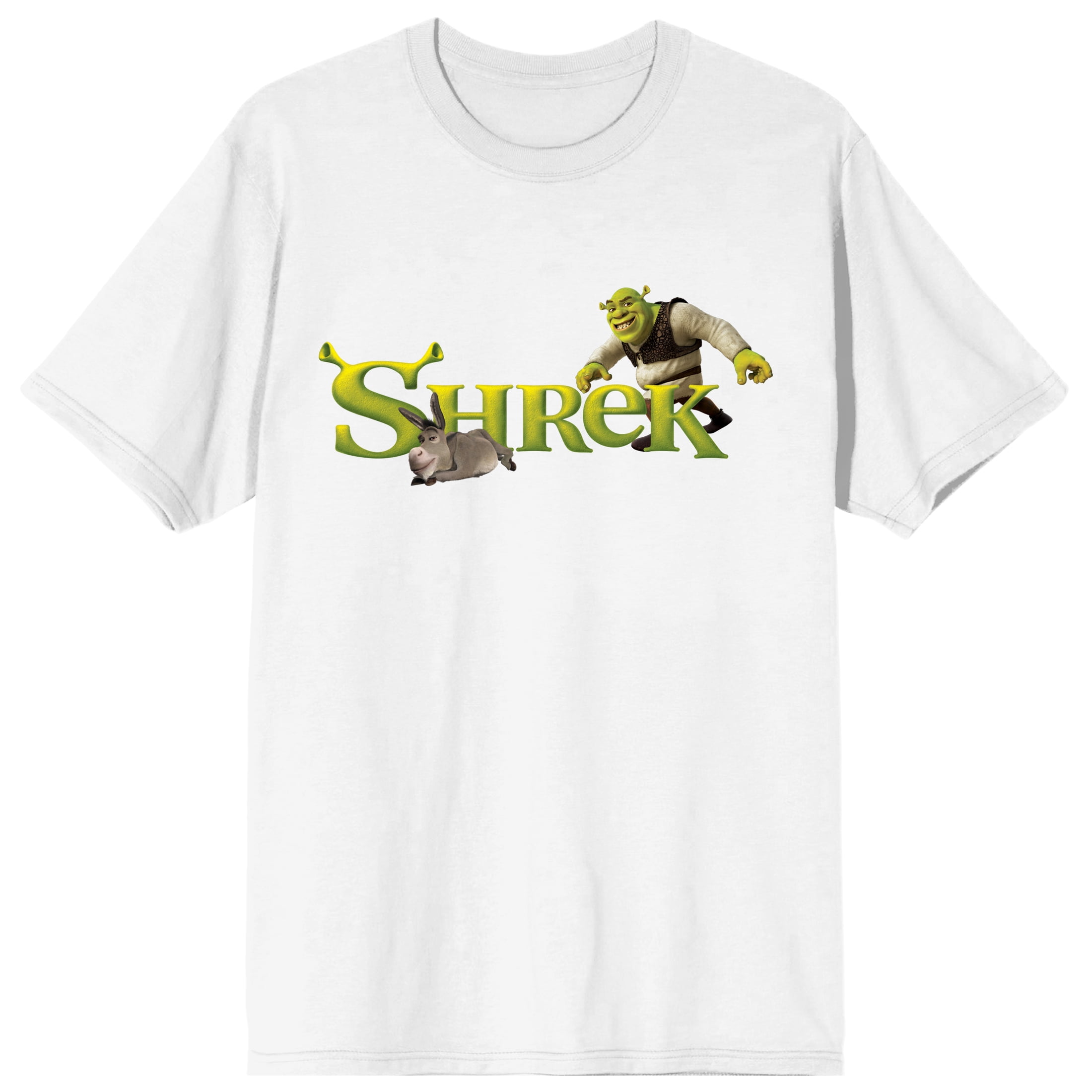 Shrek Donkey & Shrek Movie Logo Crew Neck Short Sleeve Men's White T ...